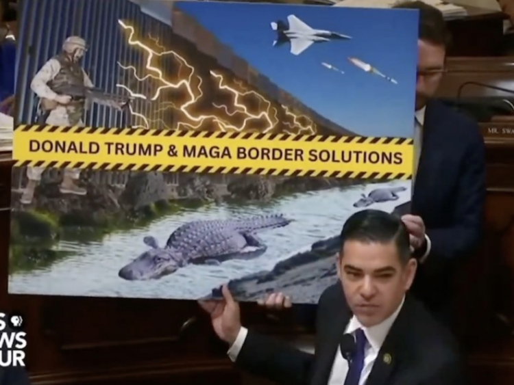 Dem Rep. Garcia Displays Poster Of Border Under Trump: He Wants To ...